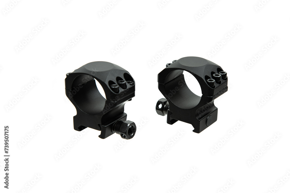 Quick disconnect mount made for holding a scope on a rifle isolated on ...