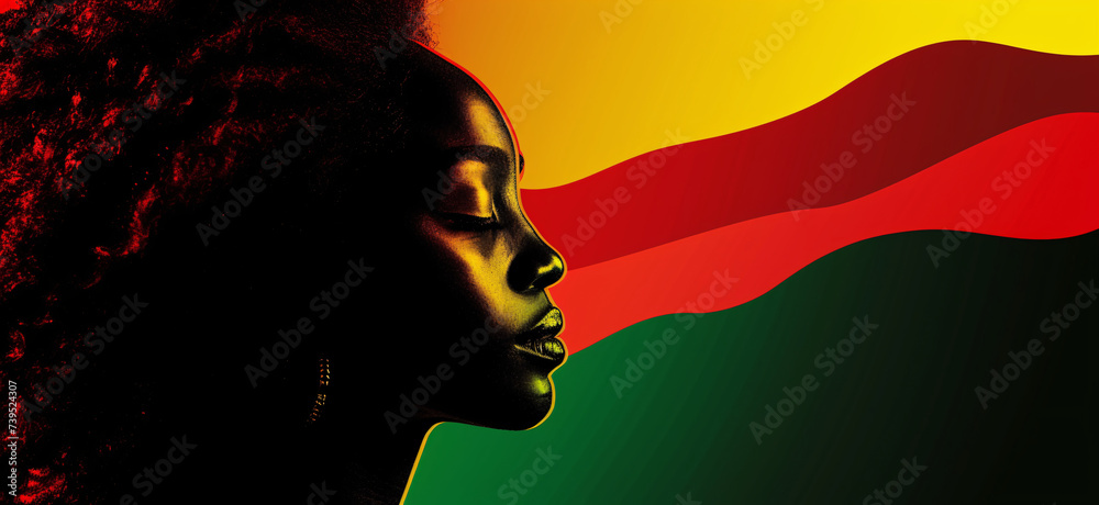 Black History Month background. African-american woman face in profile ...