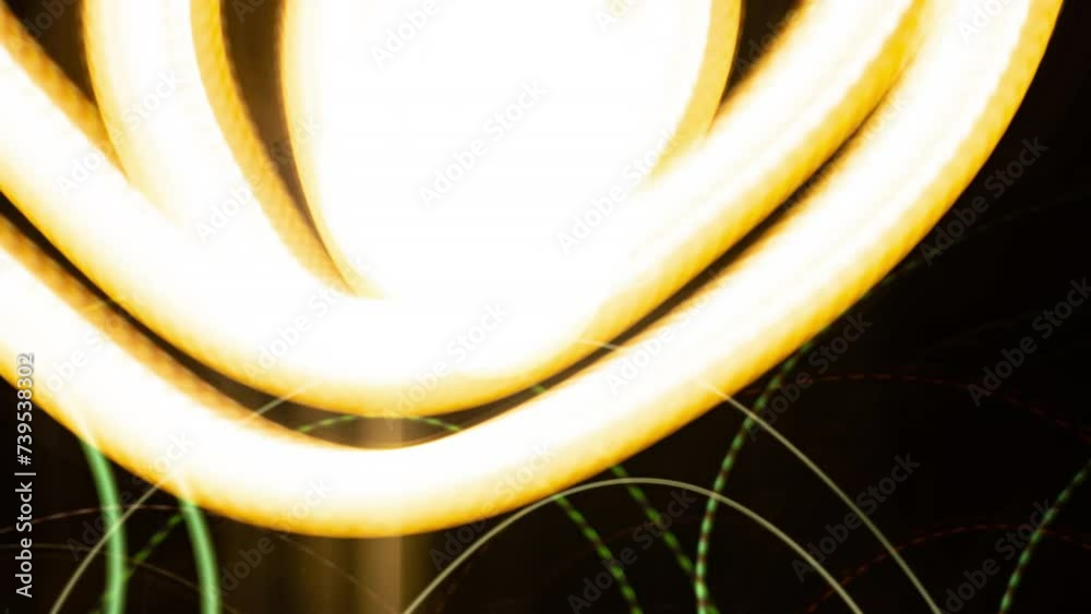 Blurred night street lights of modern cityscape. Long exposure ...