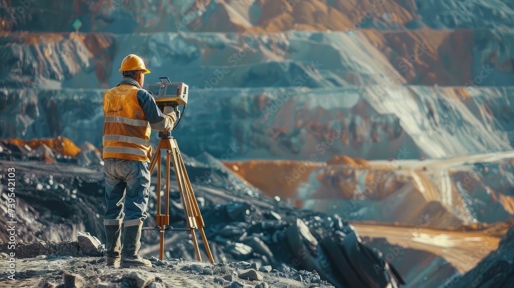 copper mine worker open pit Mine Surveying Stock Photo | Adobe Stock