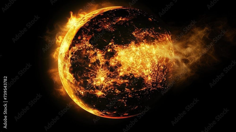 Solar Eclipse. The moon moving in front of the sun. Solar Eclipse. The ...