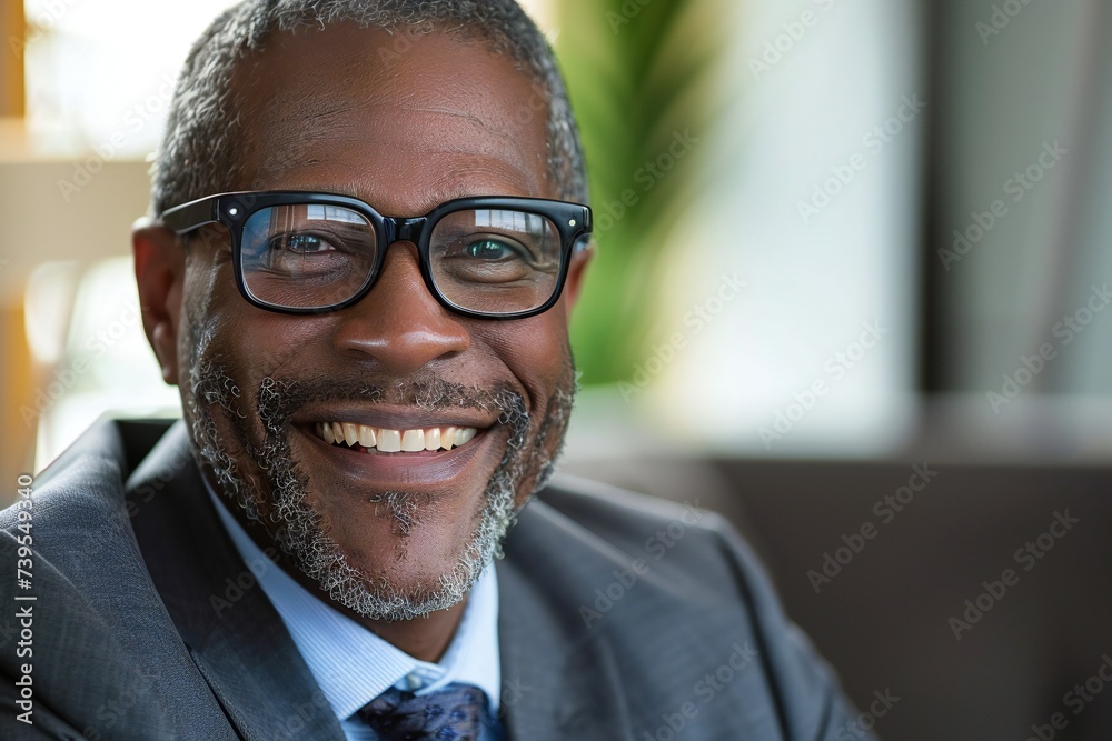 Smiling 45 years old african american banker, happy middle aged ...