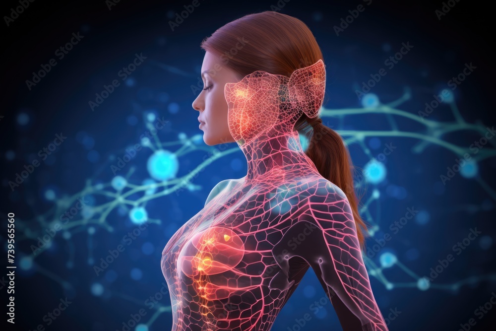 Advanced illustration of a female's reproductive system highlighted ...