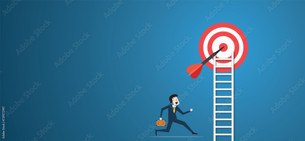 aiming high to goal target. Reaching For Success,Dream big aim high, ambition and challenge ...