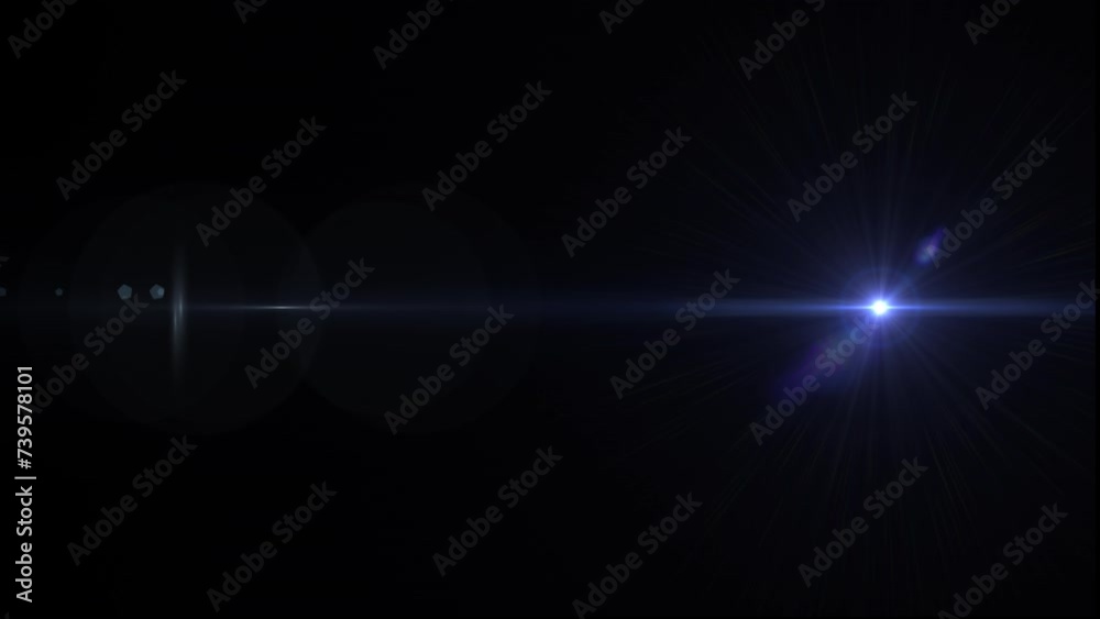 Abstract blue optical lens flares light streaks shine ray moving from ...