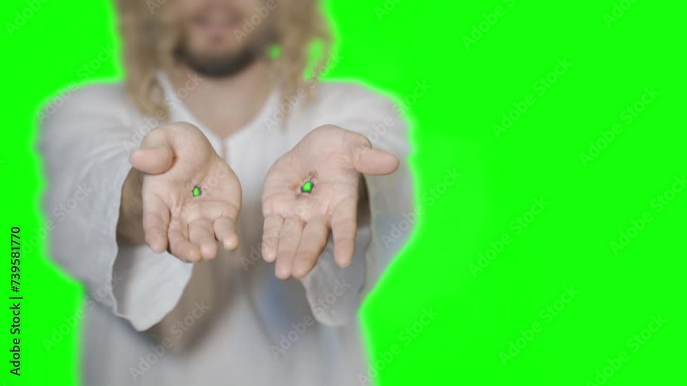 Jesus Christ shows scars on hands stigmata from wounds after ...