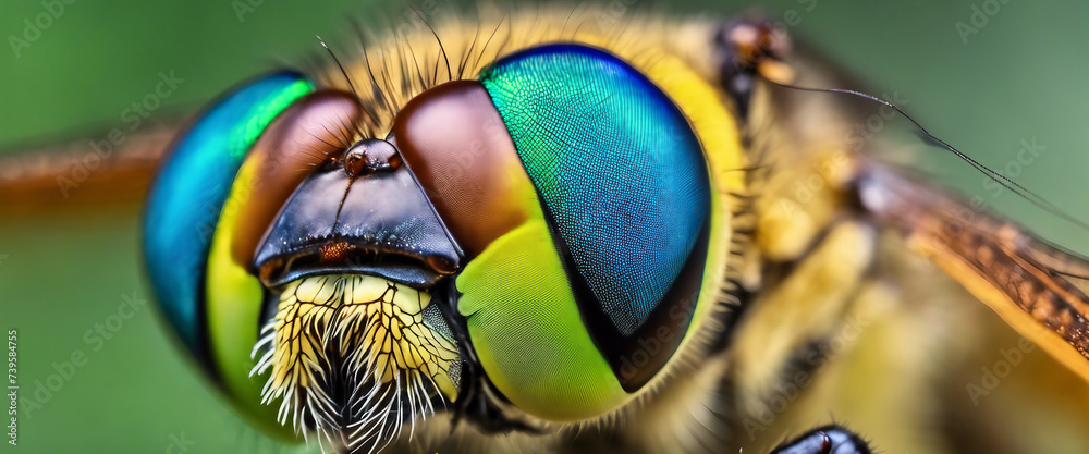 Extreme Close-Up of a Dragonflies Eye, complex patterns and colors ...