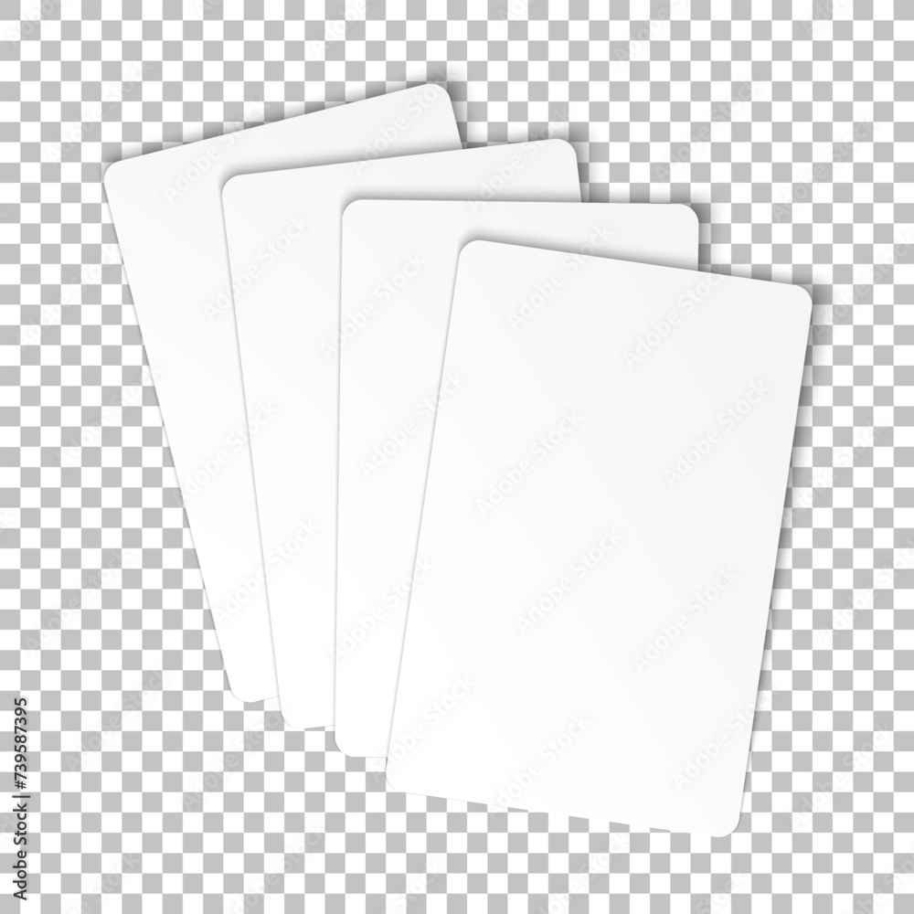 Four realistic business cards mockup. Blank visit cards on transparent ...