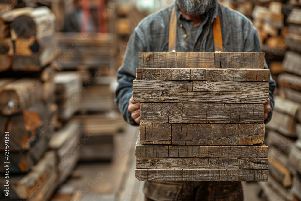 A rugged man, clad in worn clothing, stands proudly in the bustling ...