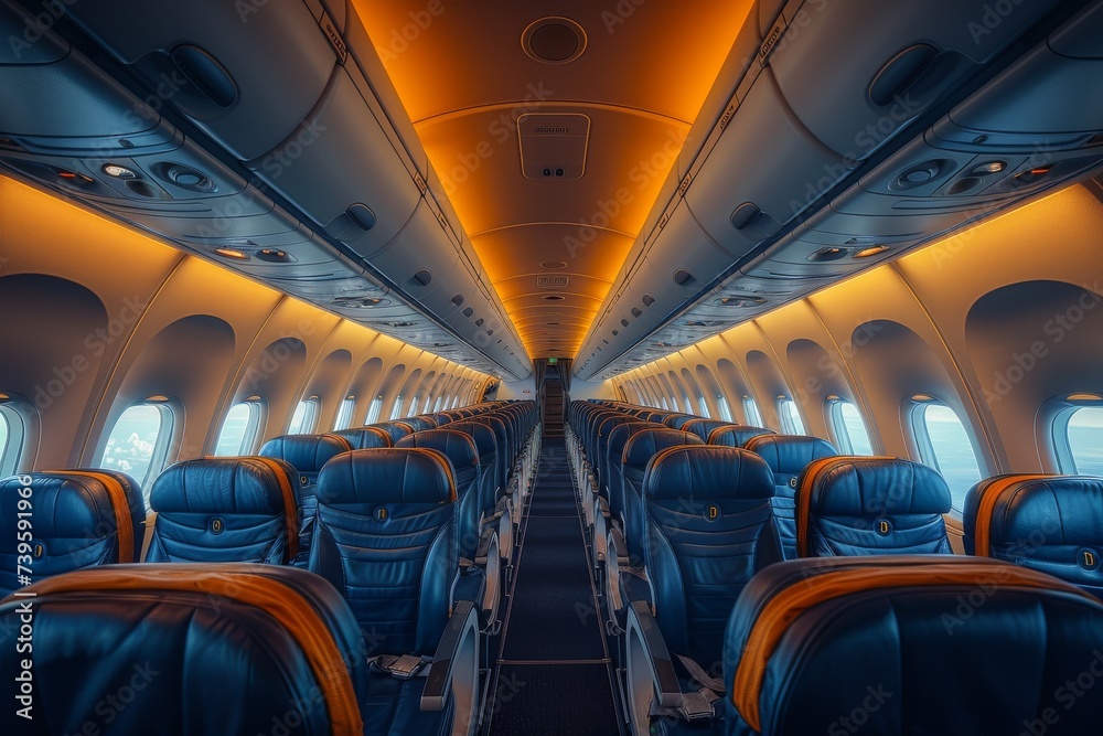 Amidst the humming of engines, rows of seats stretch endlessly in the ...