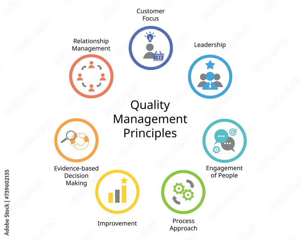 The 7 principles of quality management of Customer focus, Leadership ...