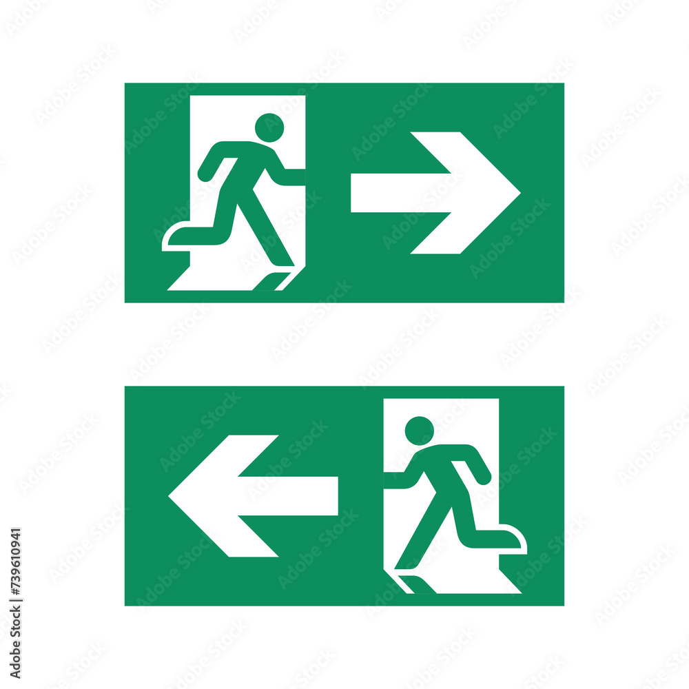 Emergency exit sign. Symbol of emergency or fire. A man runs through an ...