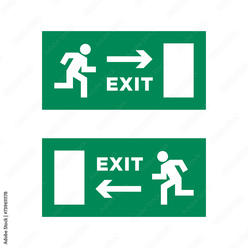 Emergency exit sign. Symbol of emergency or fire. A man runs through an ...