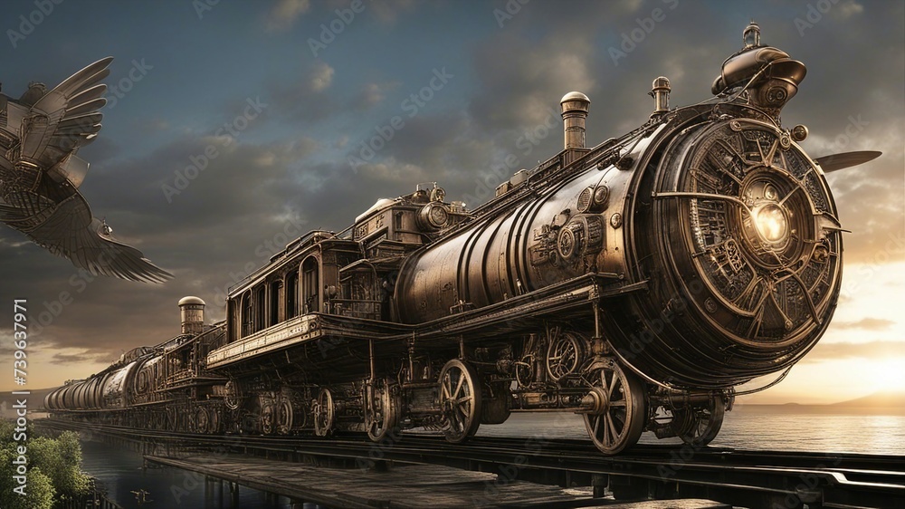 old steam locomotive _A steampunk train that escapes the doom of the ...