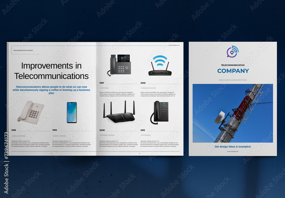 Telecommunications Company Brochure Layout Stock Template | Adobe Stock