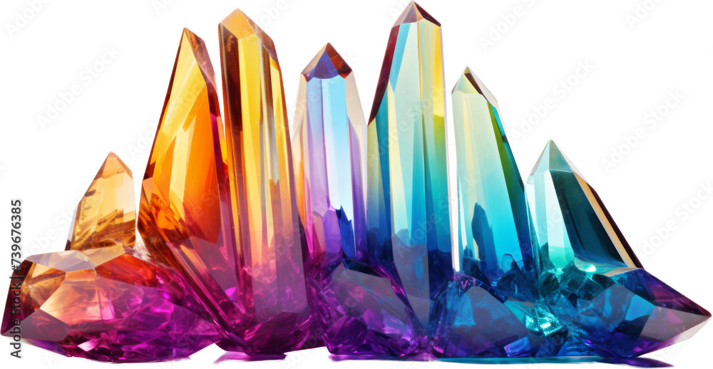 rainbow crystal chunk isolated on white or transparent background ...