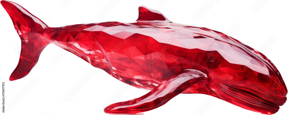 whale,red crystal shape of whale,whale made of crystal isolated on ...