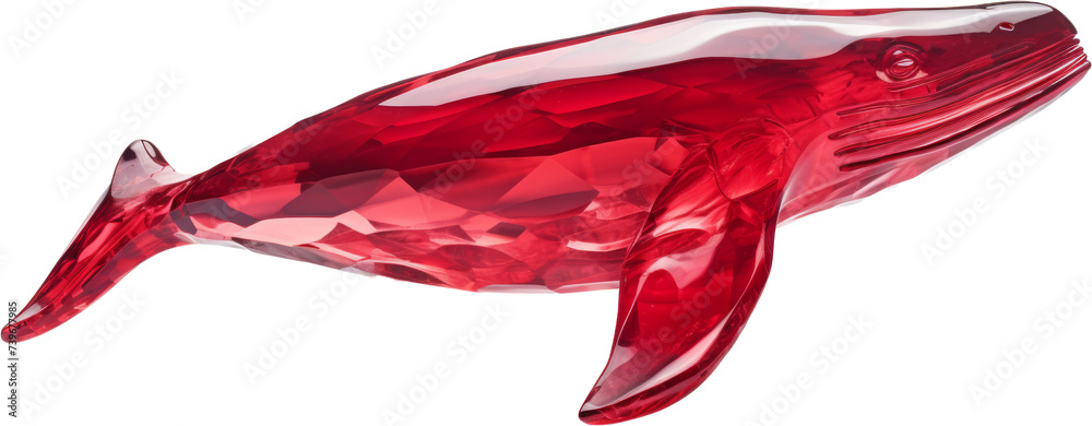 whale,red crystal shape of whale,whale made of crystal isolated on ...