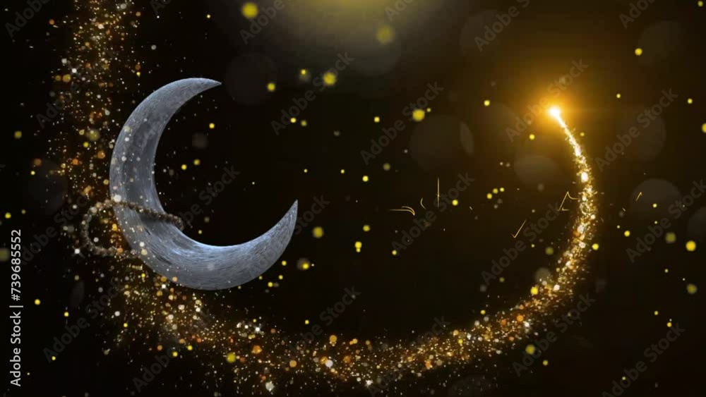Ramadan Kareem. The holy month of Muslims, Ramadan. Golden Moon, stars ...