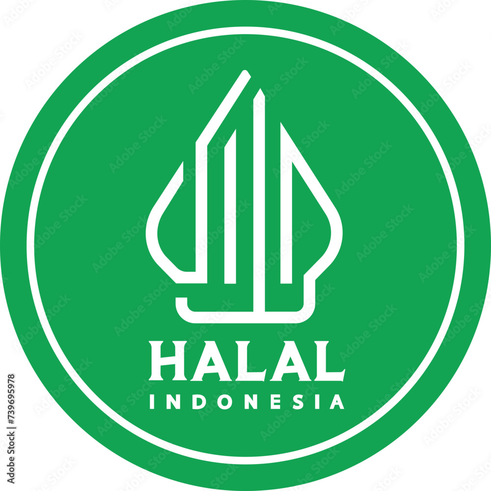 indonesian halal logo label sticker Stock Vector | Adobe Stock