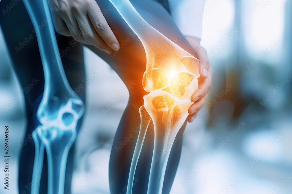 A translucent knee bone Fracture or inflammation of human knee joint ...