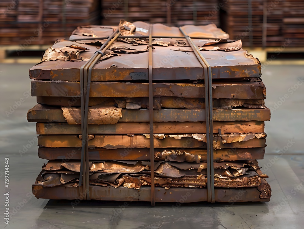 Foto de A bale of recycled copper is made up of compressed and bundled ...
