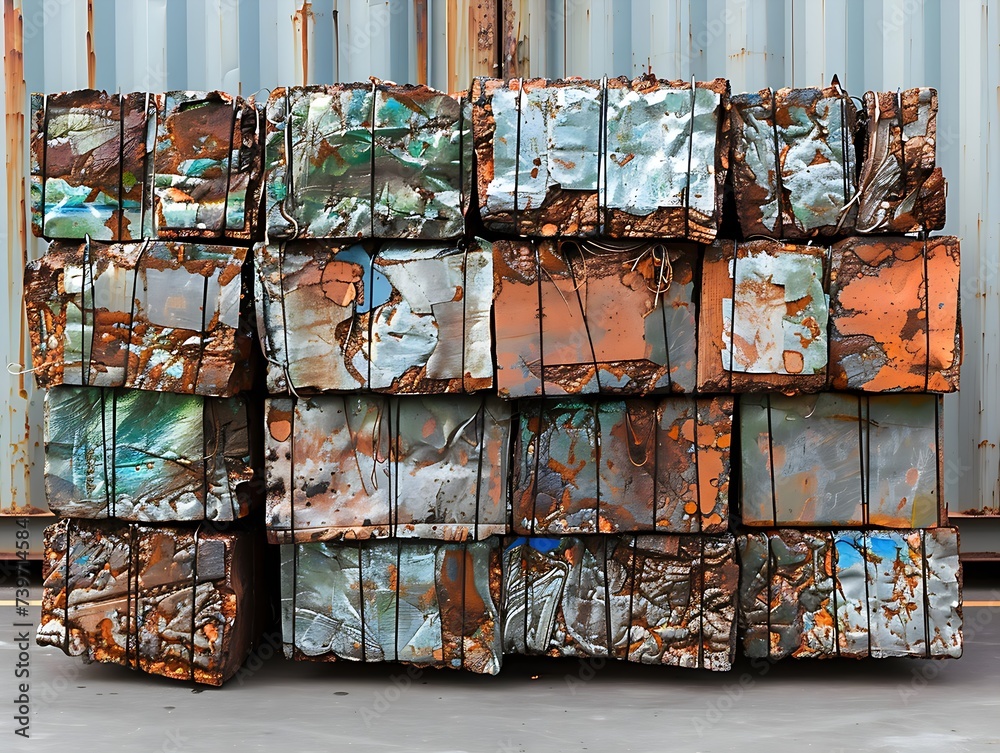 A bale of recycled copper is made up of compressed and bundled scrap ...