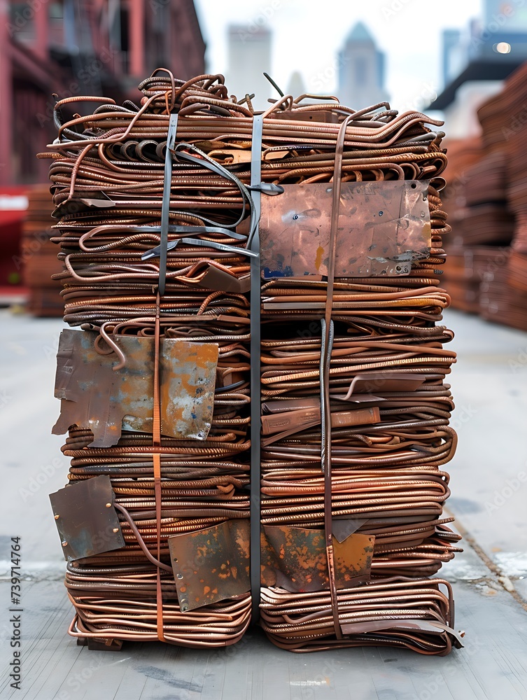 A bale of recycled copper is made up of compressed and bundled scrap ...