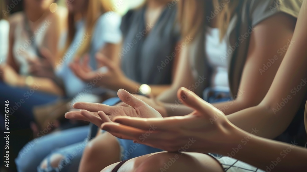Support Group Members Engaging in Therapeutic Conversation Stock Photo ...