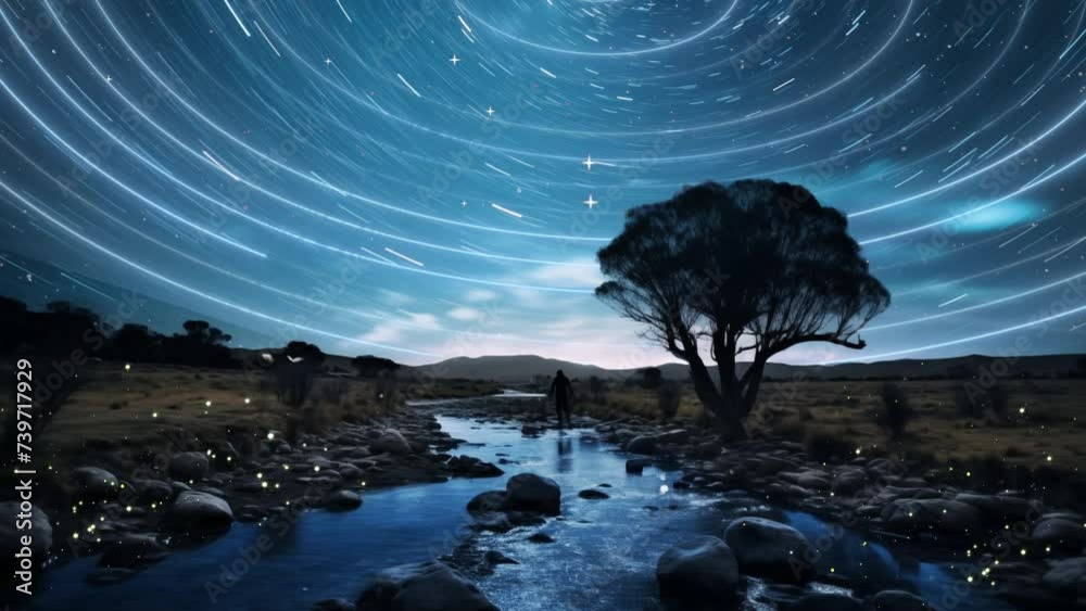 an awe-inspiring astrophotography image of a cosmic sky. tree ...