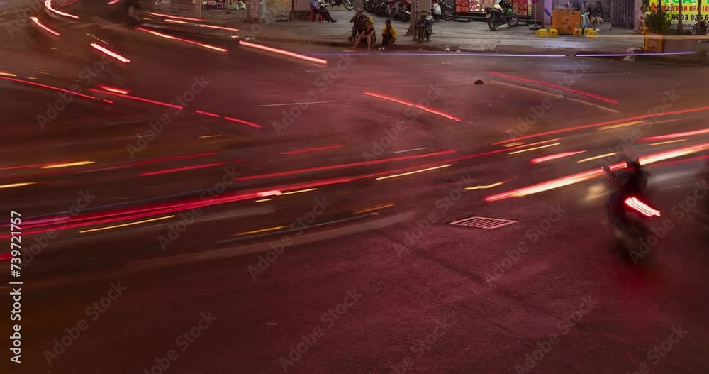 Night traffic time lapse in Ho Chi Minh City, Vietnam with long light ...