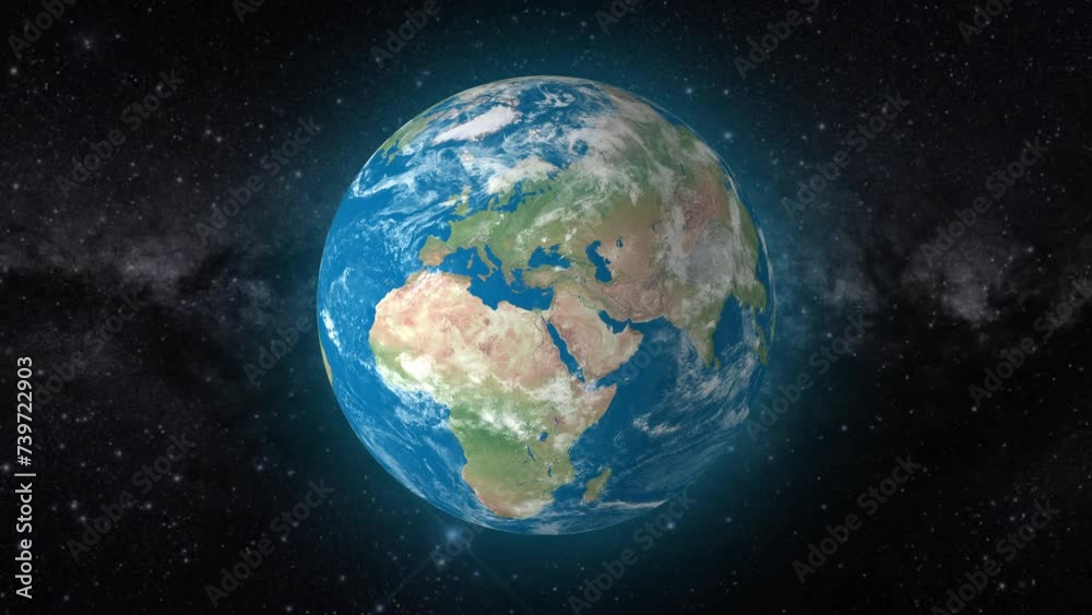 Cinematic video background showcases Realistic Globe rotating, zooming ...