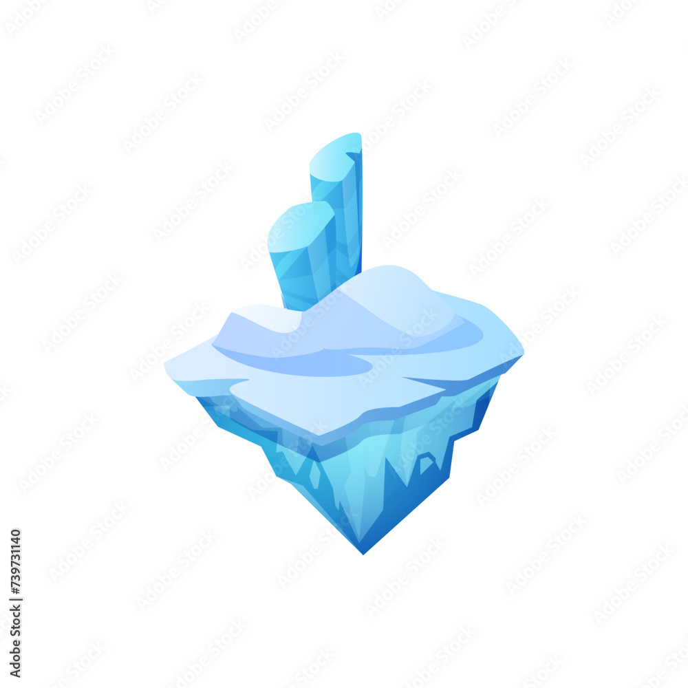 Level platform, frozen ice land island floating, vector fantasy game ...