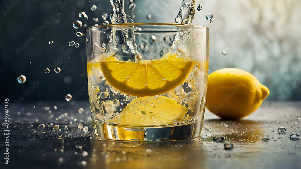 lemon soda splashing with bubble, sparkling water lemon's vibrant ...