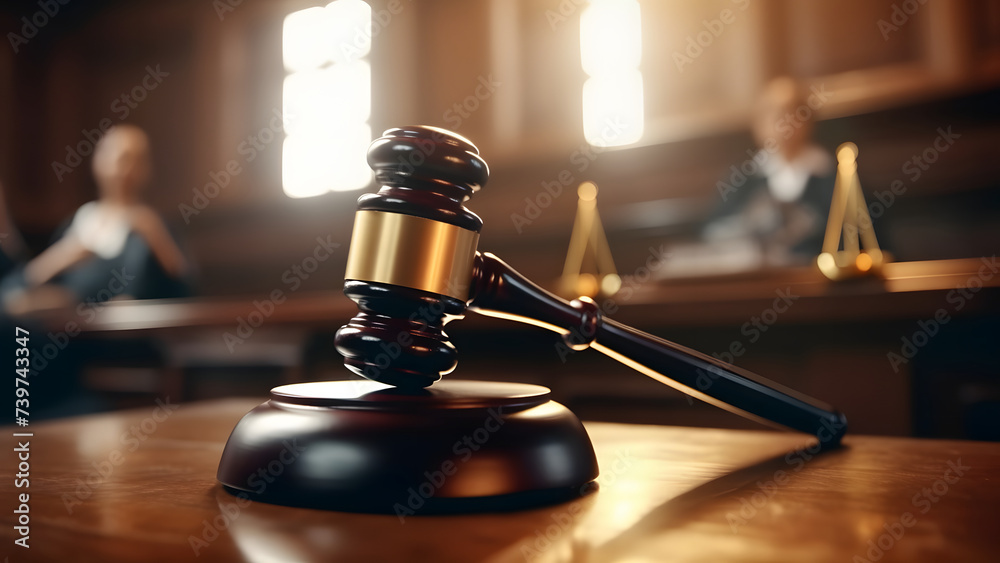 In a courtroom, a judge is delivering a verdict. After the verdict, the ...