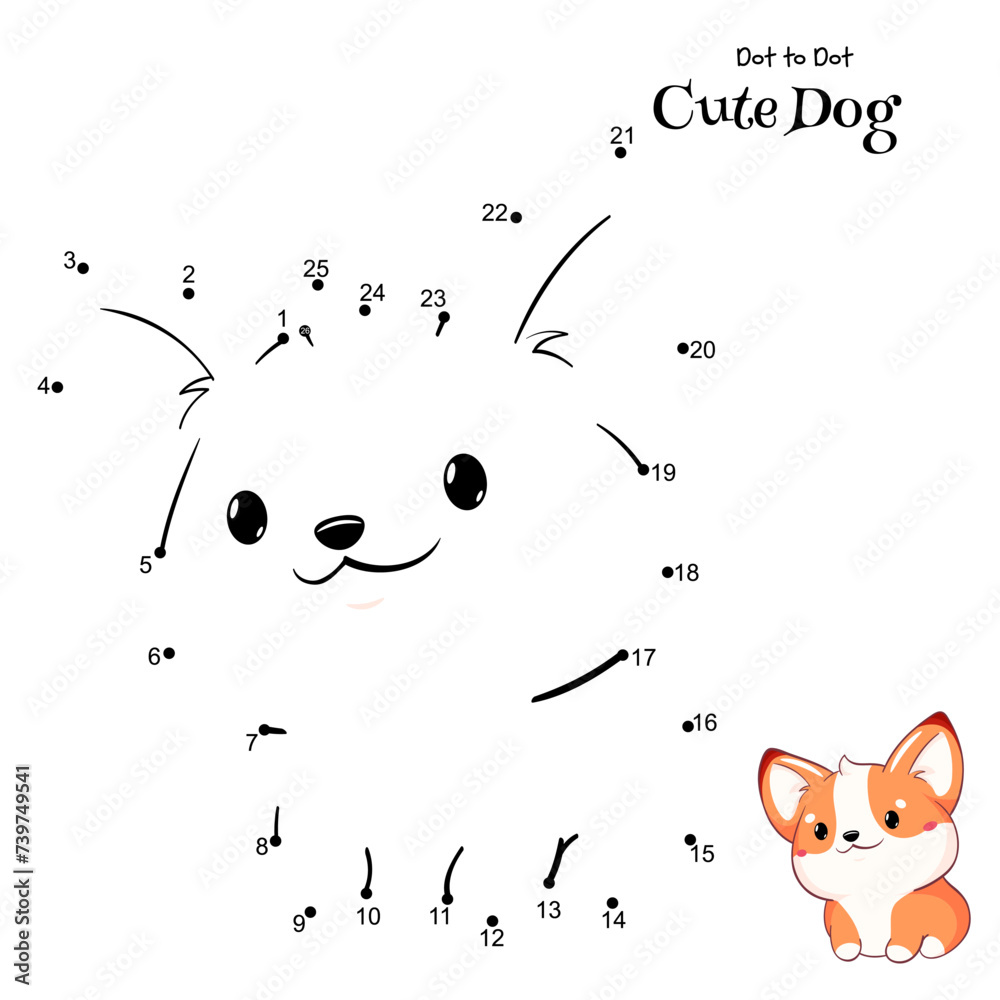 Vetor de Connect The Dots and Draw Cute Dog. Dot to dot puzzle with ...