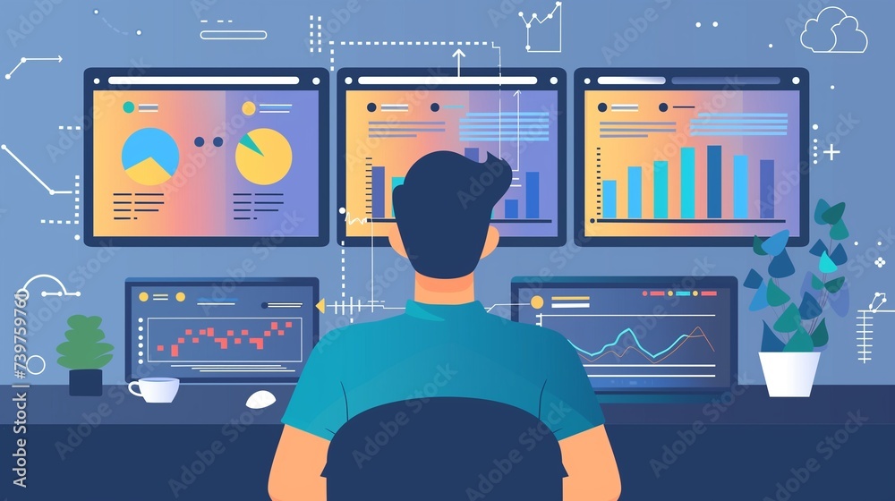 An Illustration Of Business Process Automation Concept Showcasing Graphs For Distribution