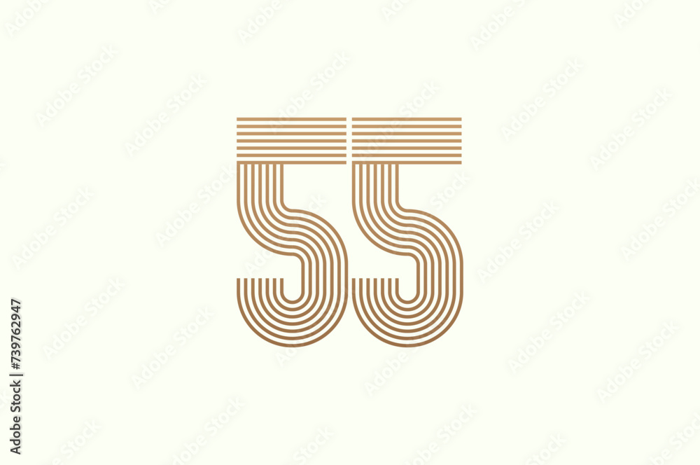 Number 55 Logo. Monogram Number 55 logo multi line style. usable for ...