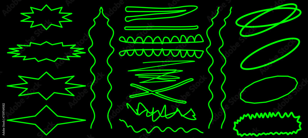Scribble doodle underline emphasis line shape set. Hand drawn brush ...