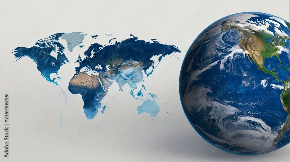 World map, Earth flat view. Detailed World physical map in satellite ...