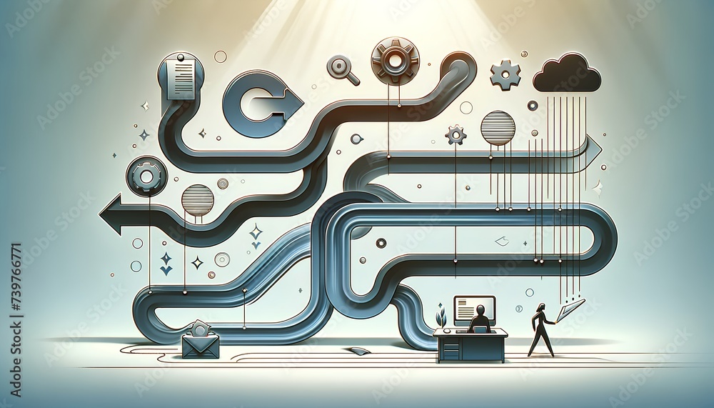 Professionals collaborating over a high-tech digital interface to ...