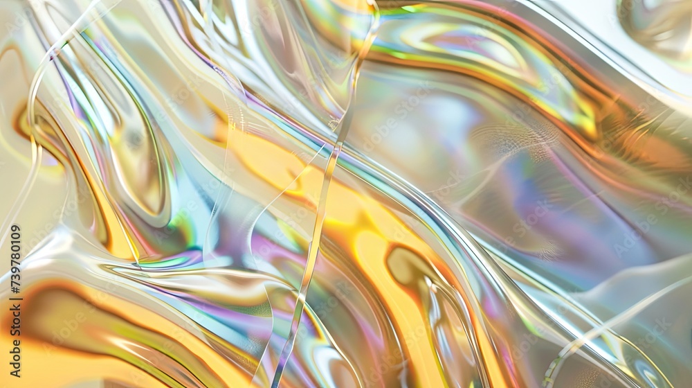 glass floating flat organic forms, shapeless, close-up ribbed plastic ...