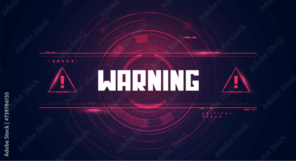 Futuristic Warning HUD Interface With Alert Signs Stock Vector | Adobe ...