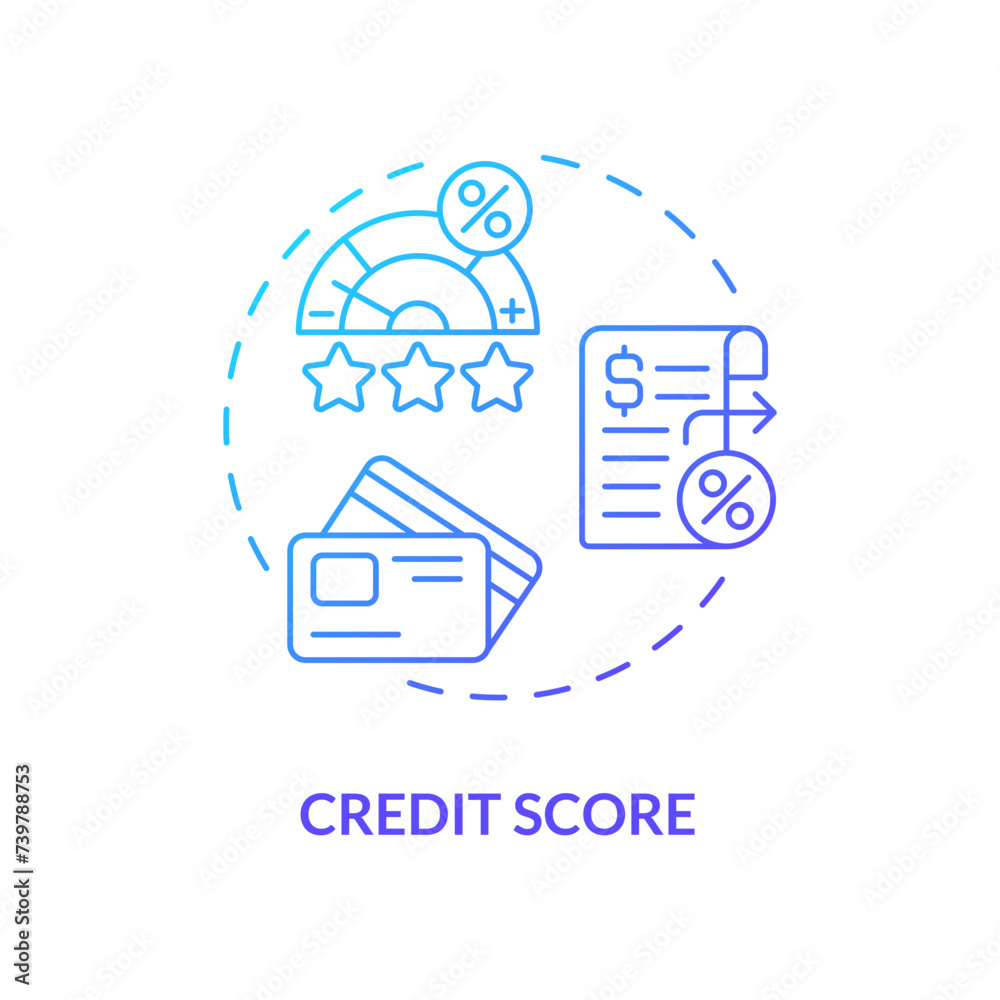 Vecteur Stock Credit score blue gradient concept icon. Analysis of ...