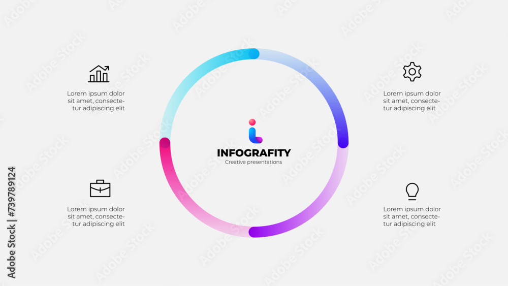 Cycle gradient diagram divided into 4 options of business project ...
