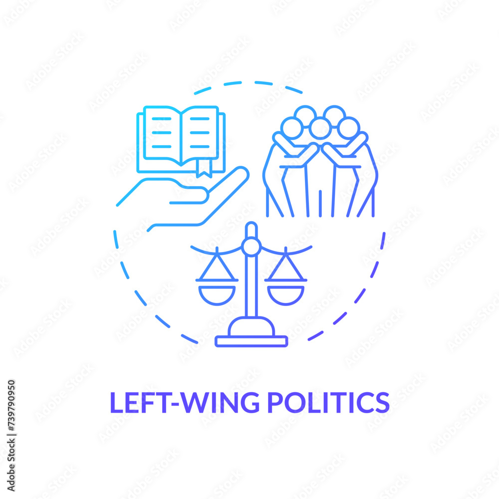 Left-wing politics blue gradient concept icon. Progressive reforms ...