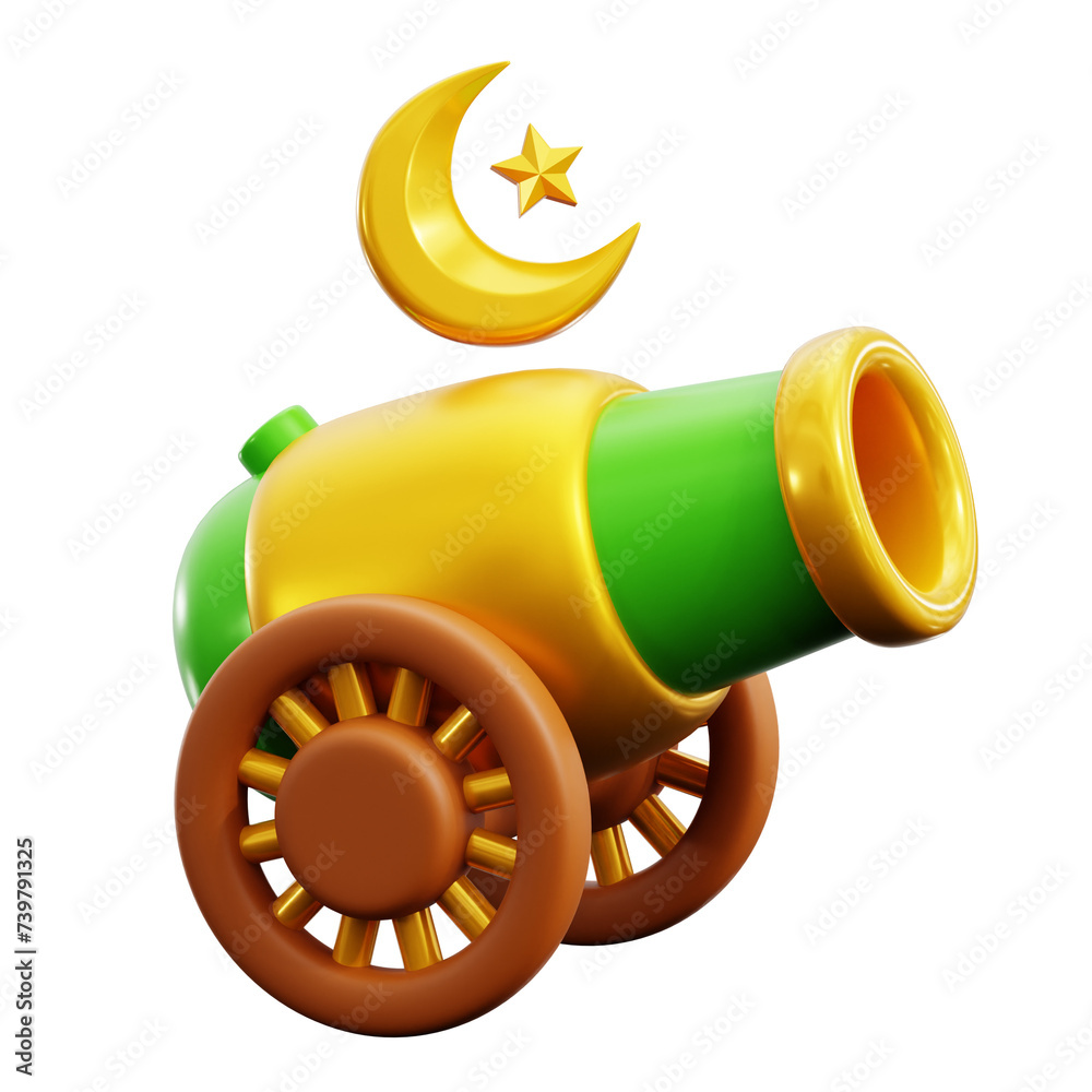 canon gun fire ramadan eid Islamic culture festival 3d icon ...