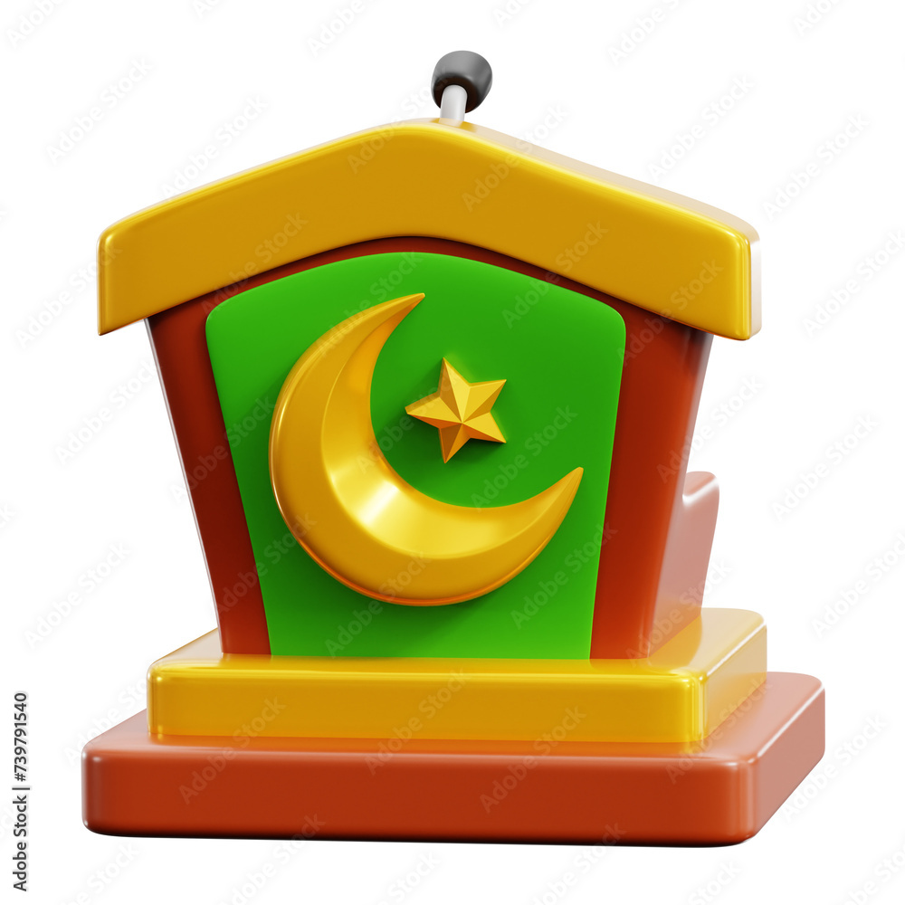 Mosque khutbah podium islamic imam preach on friday salah 3d icon ...