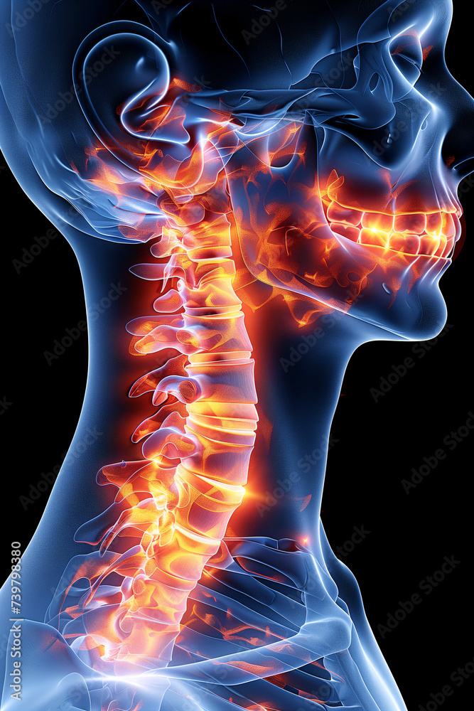 Schematic diagram of special effects of man's x-ray, cervical ...