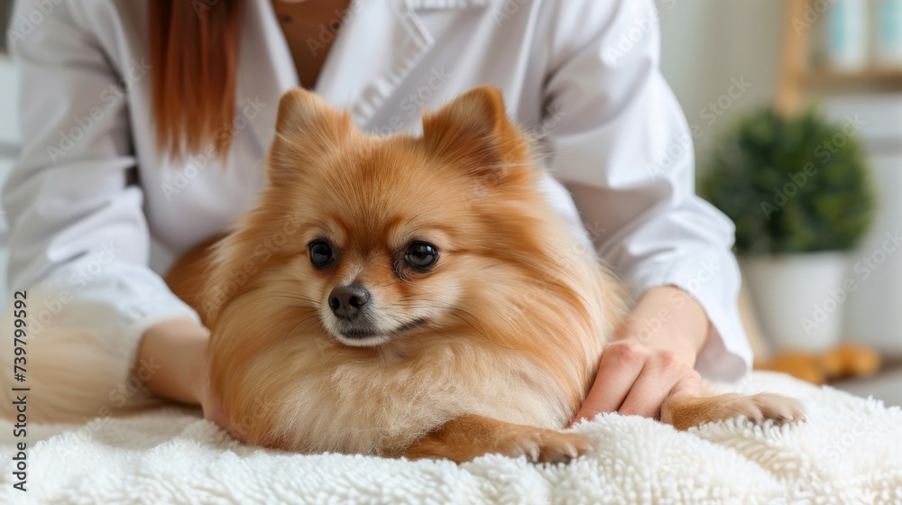 Tiny pom prances into posh pet spa, ready for a pampering session with ...